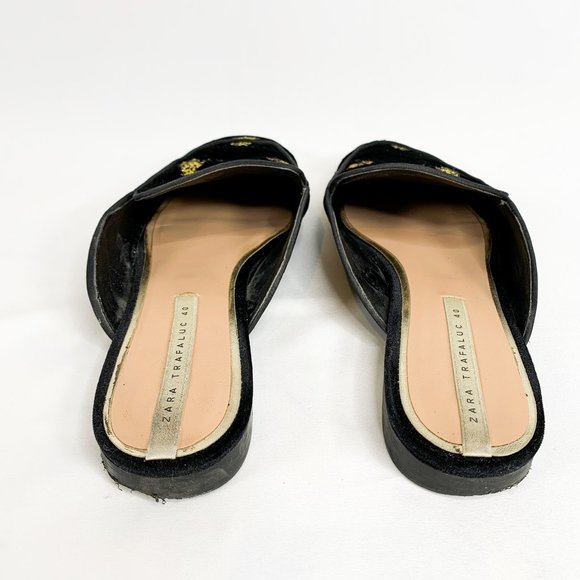 Zara | Shoes | Zara Trafaluc Velvet Leopard Black Mule Slides | Poshmark